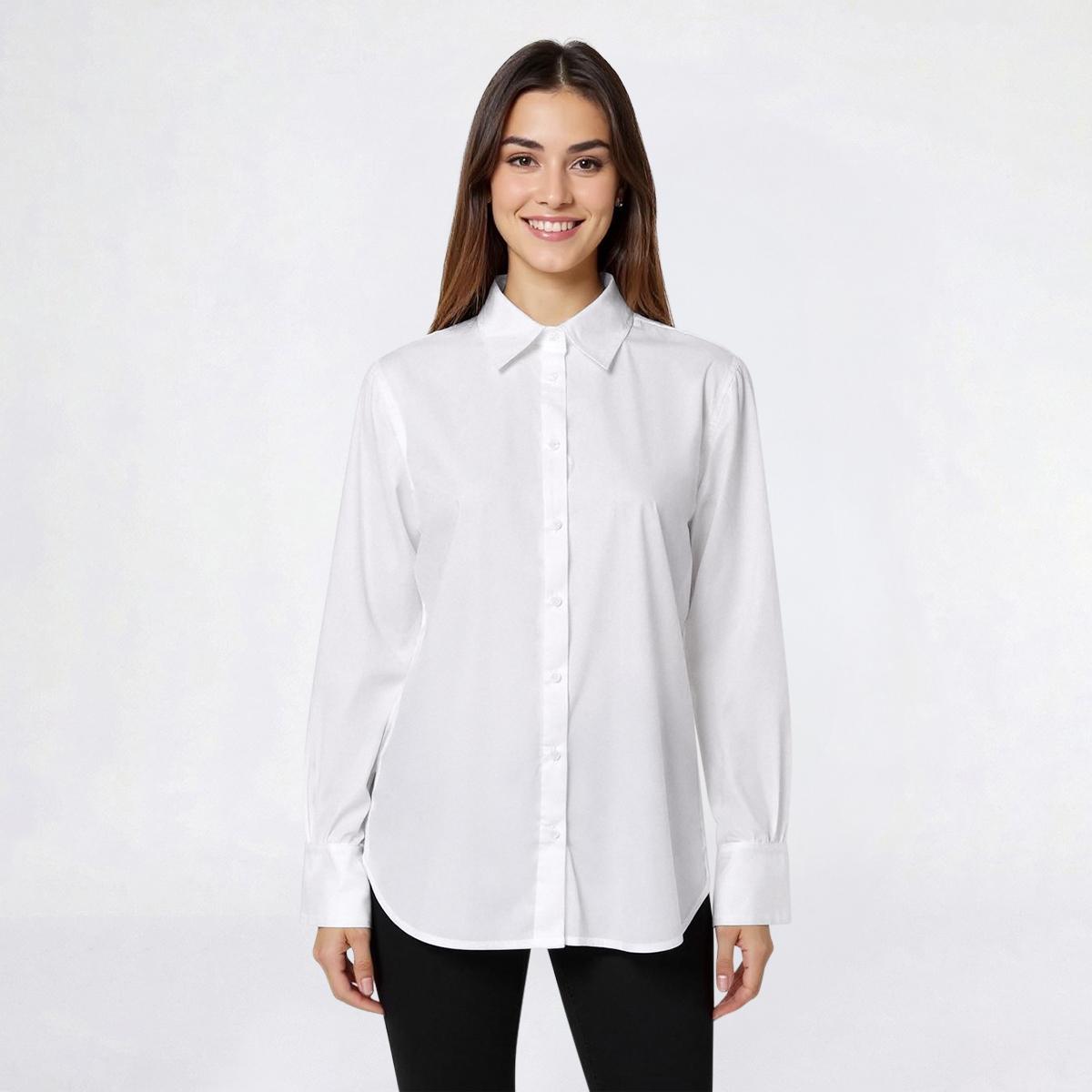 Kasper Button-Front Long-Sleeve Shirt  Regular & Petite - Lily White